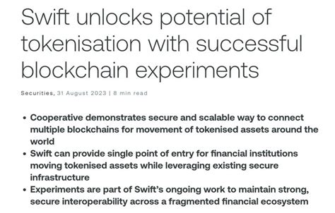 Inmind Software On Linkedin Swift Unlocks Potential Of Tokenisation With Successful Blockchain…