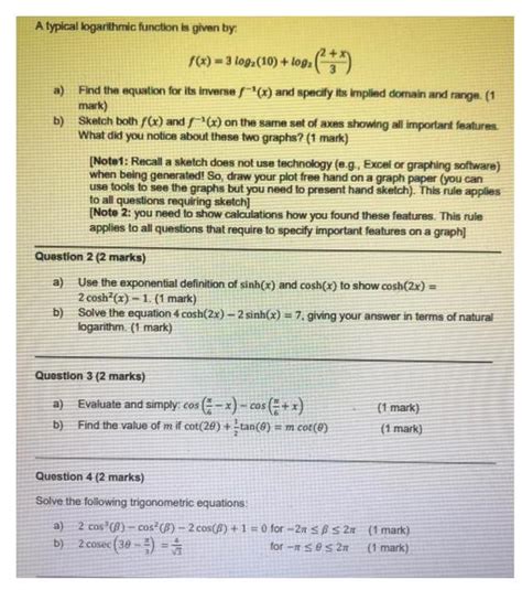 Solved A Typical Logarithmic Function Is Given By Fx3 Log 10