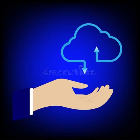Businessman Hand Holding Cloud Technology Transfer Data Information And Upload Download Stock