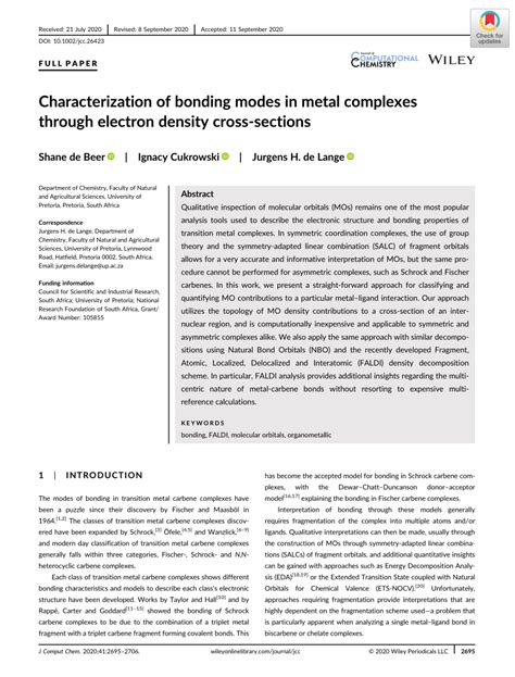 Pdf Characterization Of Bonding Modes In Metal Complexes Through