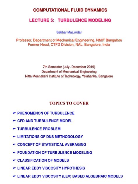 lecture 5 turbulence modeling computational fluid dynamics pdf