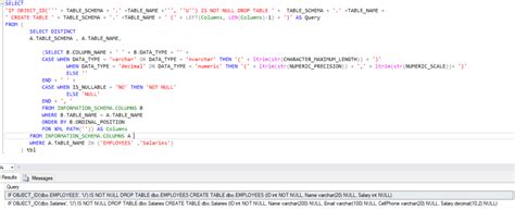 Generate Table Creation Script Using For Xml Clause With Path Mode