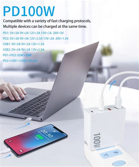 MOREJOY W GaN Wall Adapter USB C USD A Fast Charger Plug C Port Max W A Port Max W
