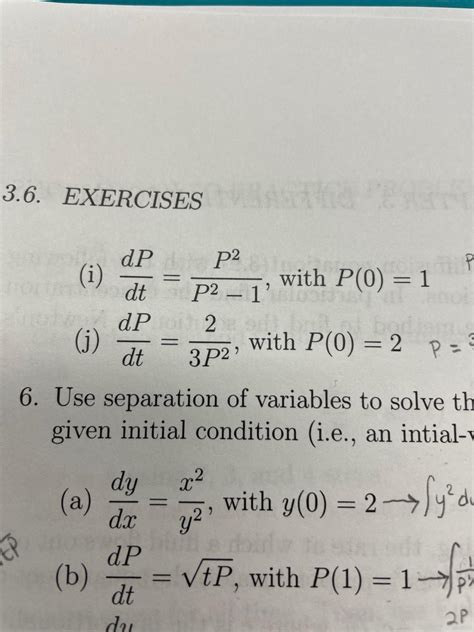 solved i dtdp p2−1p2 with p 0 1 j dtdp 3p22 with