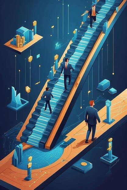 businessman steps forward navigating the blockchain path to future