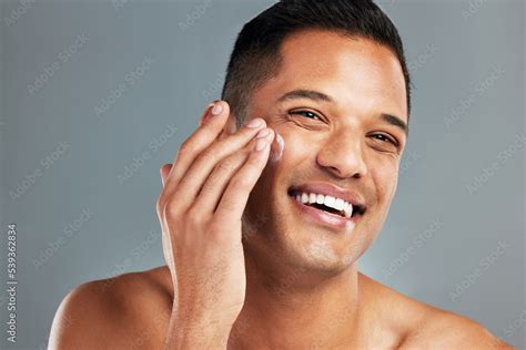 Happy Man Face Cream Skincare And Portrait Moisturizer Healthy