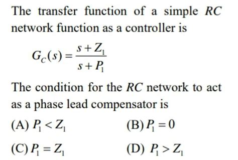 Solved The Transfer Function Of A Simple RC Network Function Chegg Com