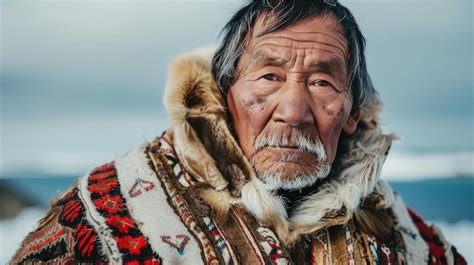 The Portrait Of An Old Greenlander Dressed In Traditional Clothing
