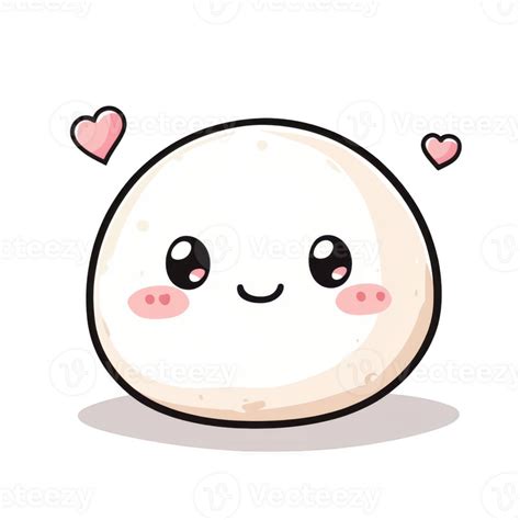 Cute Cartoon Character Of A Smiling Soft Dumpling With Hearts 59492296 Png