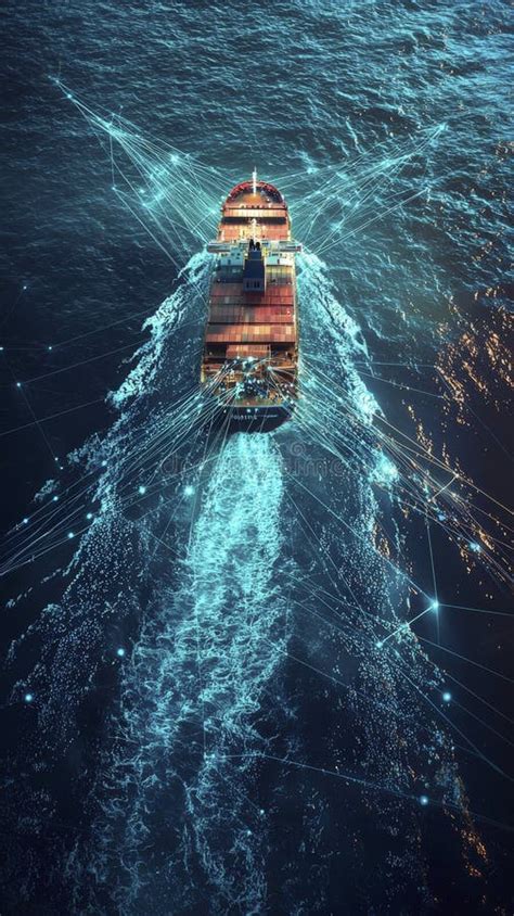 Advanced Ship Navigating With Digital Connections Stock Illustration Illustration Of Ocean