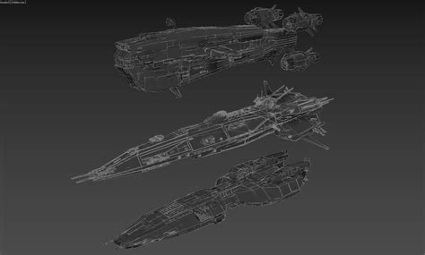 Sci Fi Three Spaceships 3d Model By 3dmode