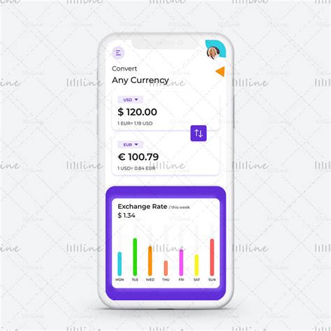 Currency Converter App UI Purple Template