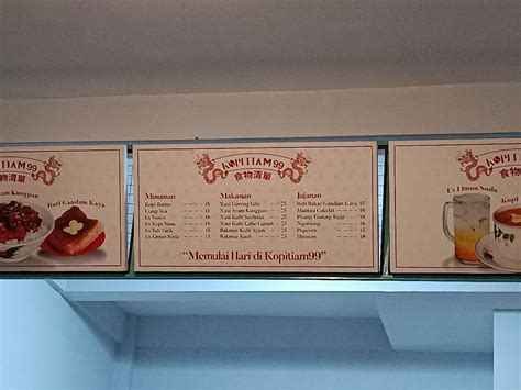 Menu At Kopitiam 99 Restaurant Malang