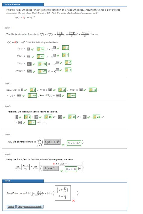 Solved Tutorial Exercise Find The Maclaurin Series For Fx