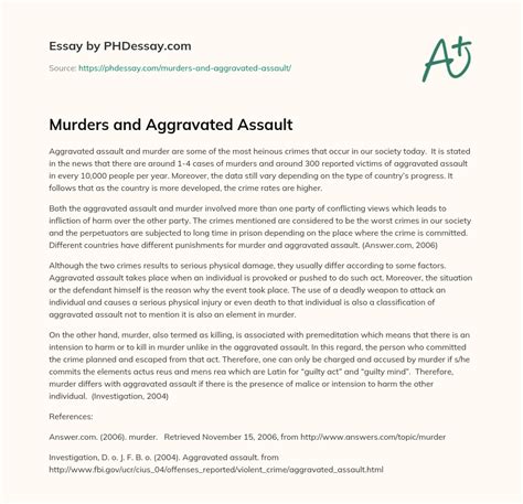 Murders And Aggravated Assault 300 Words