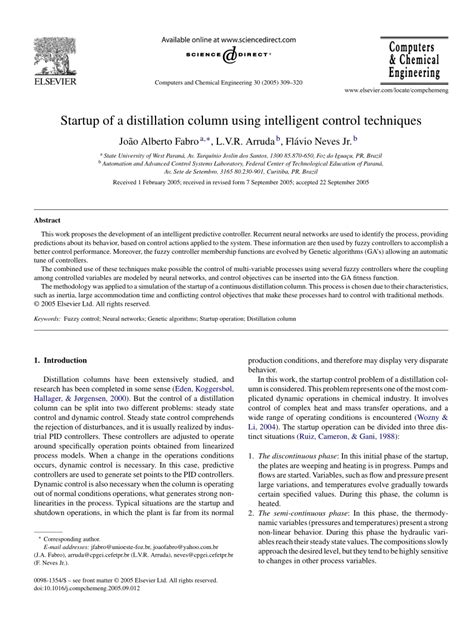 Pdf Startup Of A Distillation Column Using Intelligent Control Techniques