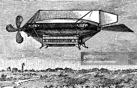 Conceptual Dirigible Airship 19th Century High Res Vector Graphic