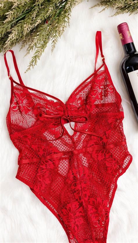 Lacy Caged Crotchless Teddy Red Mentionables