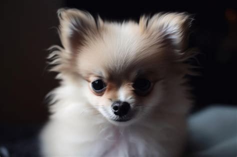 Premium Ai Image A Small Dog With A Black Nose And Blue Eyes Is