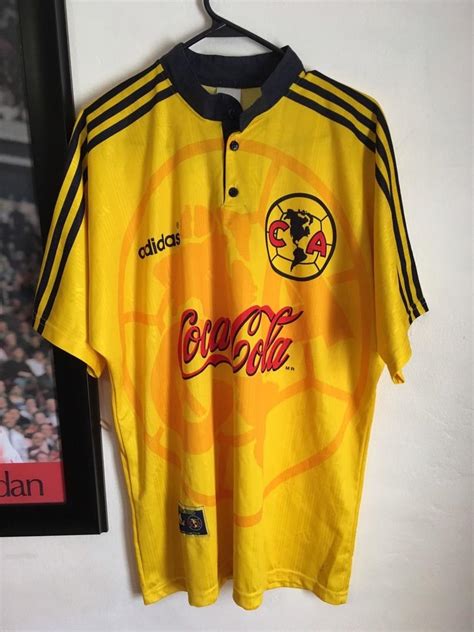 Vintage Rare Club America Sol Coca Cola Soccer Jersey Mexico Size L