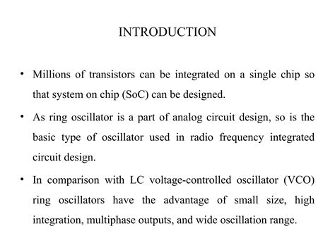 Design Of Cmos Based Ring Oscillator Ppt