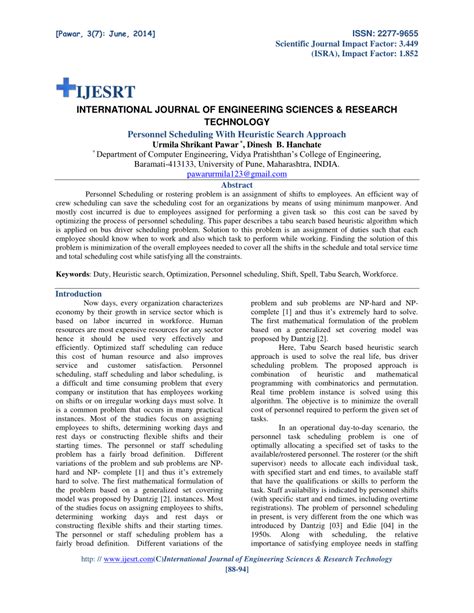 Pdf Personnel Scheduling With Heuristic Search Approach