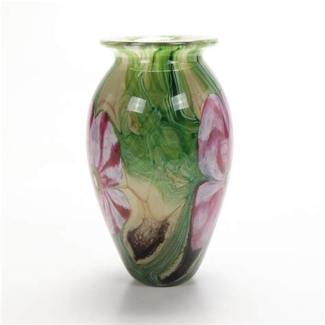 Robert Eickholt Handblown Art Glass Vase 2008 Ebth