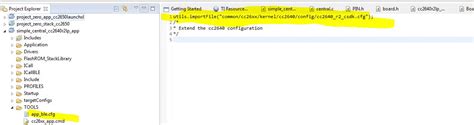 RTOS CC R F Q Simple Central Project Doesn T Show App Ble Cfg TI RTOS Properly Doesn T