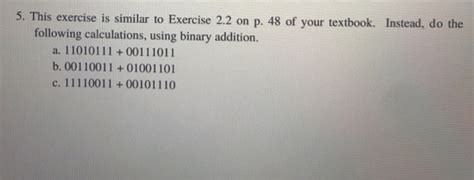 Solved Instead Do The Following Calculations Using Binary
