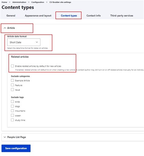 manage article settings web express support