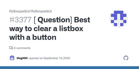 Question Best Way To Clear A Listbox With A Button Issue PySimpleGUI PySimpleGUI