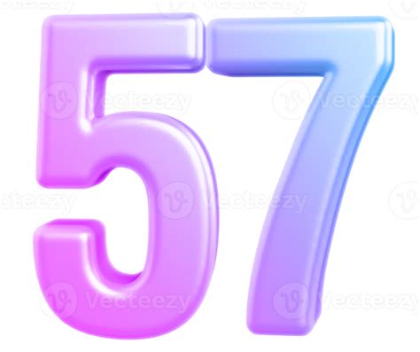 3d Number 57 Gradient 36309136 Png