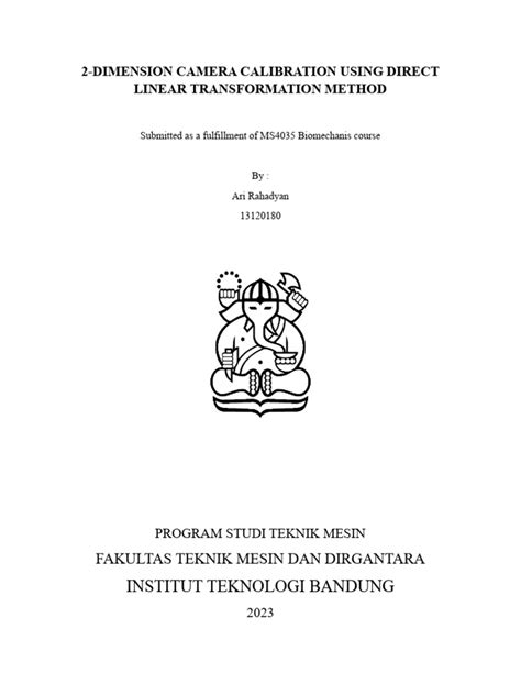 Ari Rrahadyan Assignment Dlt Camera Calibration Pdf Vector