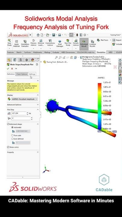 Solidworks Modal Anaysis Frequency Analysis Of Tuning Fork