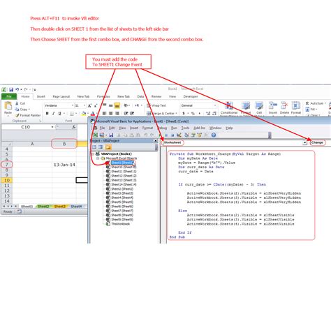 Vba Excel Hide Worksheet On Date Cell Value Stack Overflow