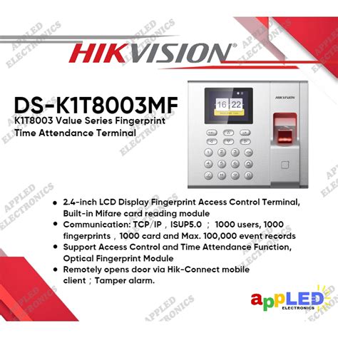 Hikvision Ds K1t8003mf Fingerprint And Mifare Card Time Attendance Terminal Access Control