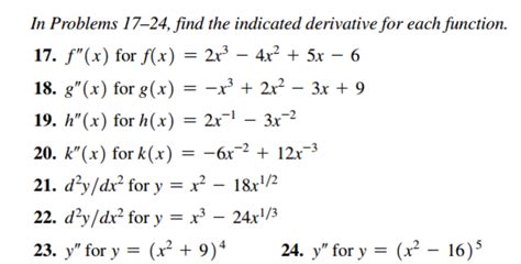 Solved In Problems Find The Indicated Derivative For Chegg