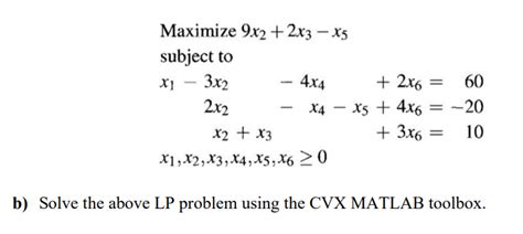 Solved B ﻿solve The Above Lp Problem Using The Cvx Matlab