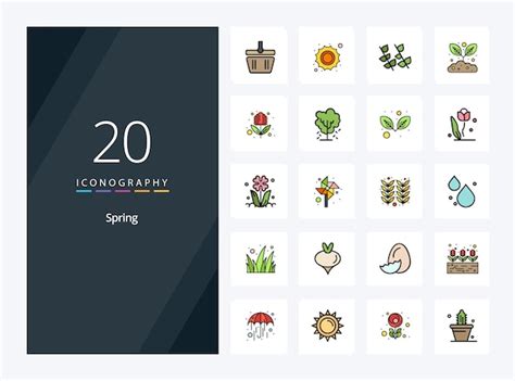 20 Icona Della Linea Spring Filled Per La Presentazione Vettore Gratis