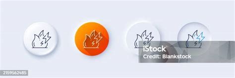 화재 에너지 라인 아이콘입니다 불꽃 전원 표시 선 아이콘 벡터 3차원 형태에 대한 스톡 벡터 아트 및 기타 이미지 3차원