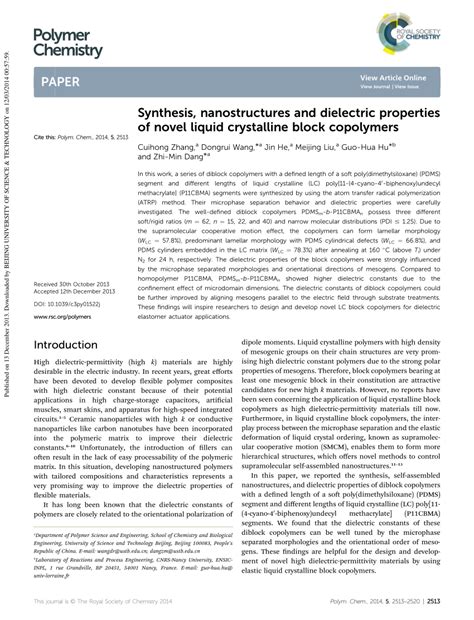 Pdf Synthesis Nanostructures And Dielectric Properties Of Novel