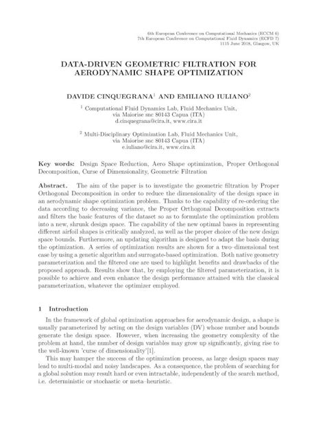 Pdf Data Driven Geometric Filtration For Eccm Ecfd2018 Admin Files