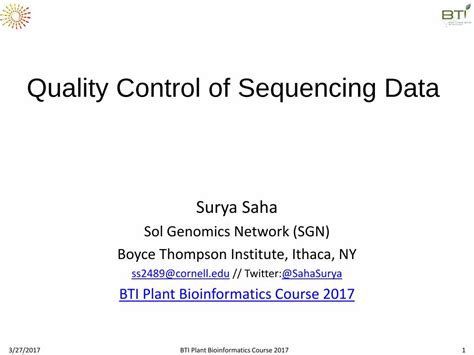 Pdf Quality Control Of Sequencing Data · 2017 3 28 · Quality Control Of