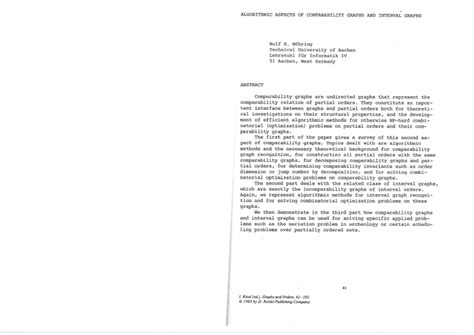 Pdf Algorithmic Aspects Of Comparability Graphs And Interval Graphs
