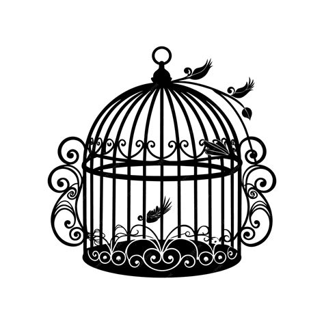 черно белый рисунок птицы в клетке Премиум Ai сгенерированный вектор