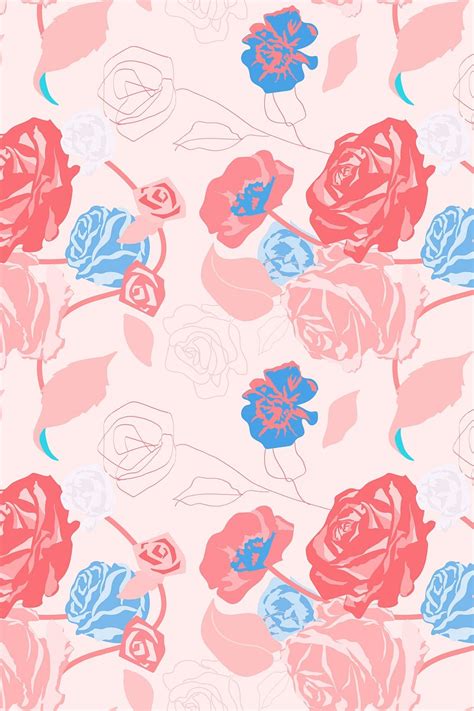 Pink Feminine Floral Pattern Vector Premium Vector Rawpixel