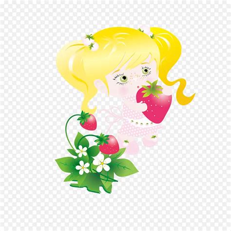 采草莓的女宝宝png图片素材下载图片编号10360697 Png素材网