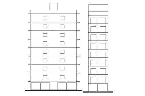 Multi Storey Building Elevation Design Cad File Free Download