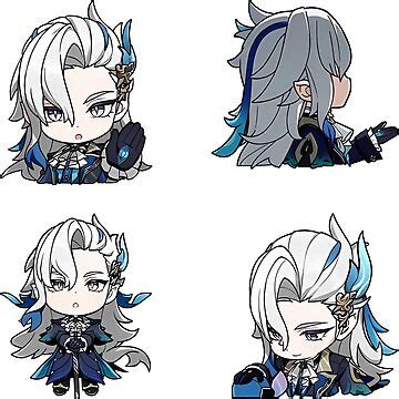 Neuvillette Genshin Impact Chibi Stickers Set Sticker For Sale By