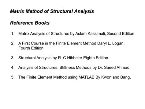 lecture 1 introduction to matrix structural analysis ppt civil
